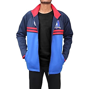 Albino Fashion Mens Track Lightweight Football Coach Track Blue Polyester Jacket (US, Alpha, Large, Regular, Regular, Blue)