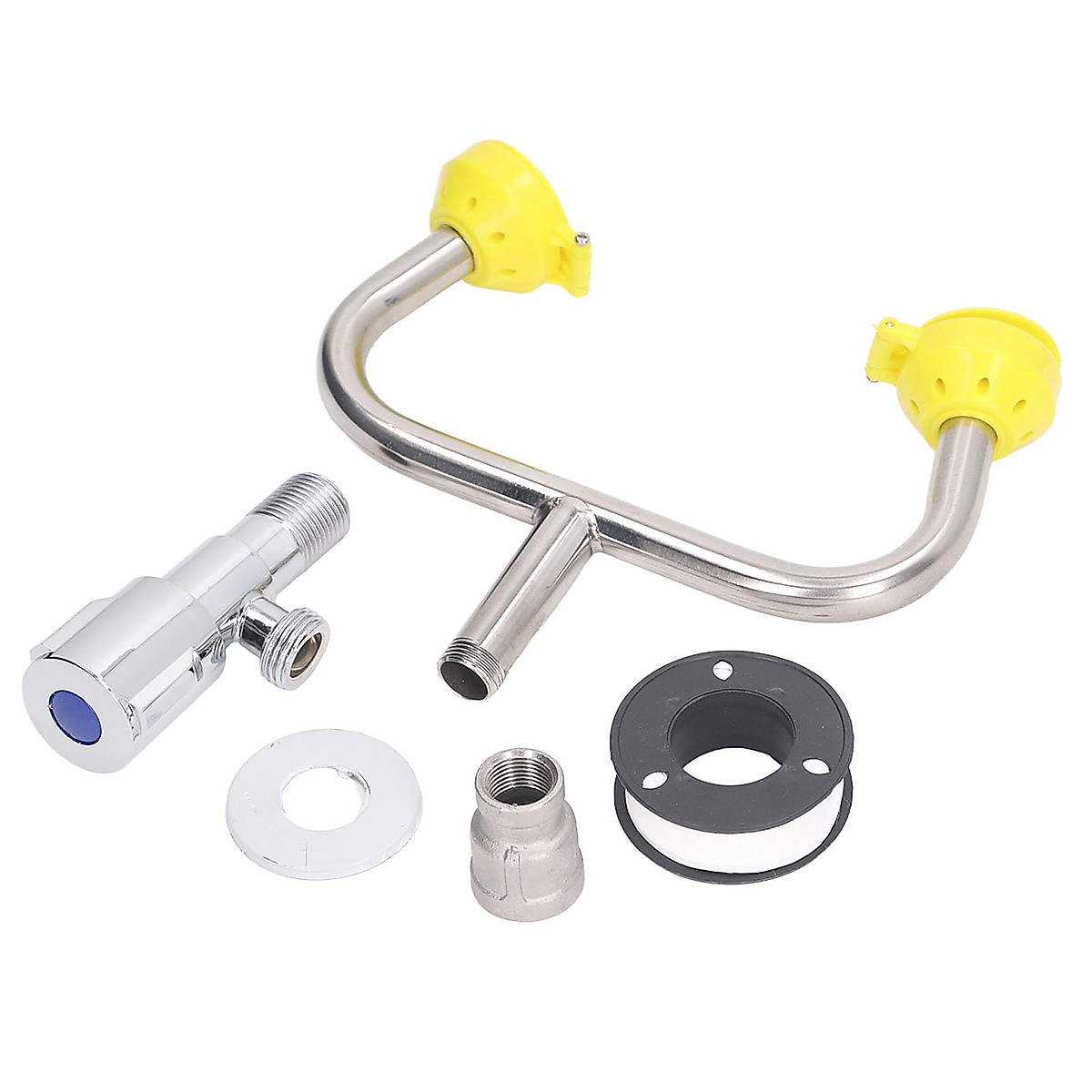 Eye Wash Kit, Continuous Faucet Mounted Eyewash Station with Cover, First AID Emergency Eye Flush Shower for Sink Attachment, Lab, Factory, Industry Site, Office and Home