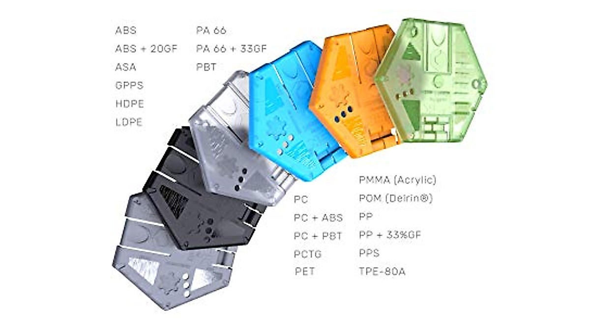 20 Injection Molded Plastic Samples Kit for Material Comparison