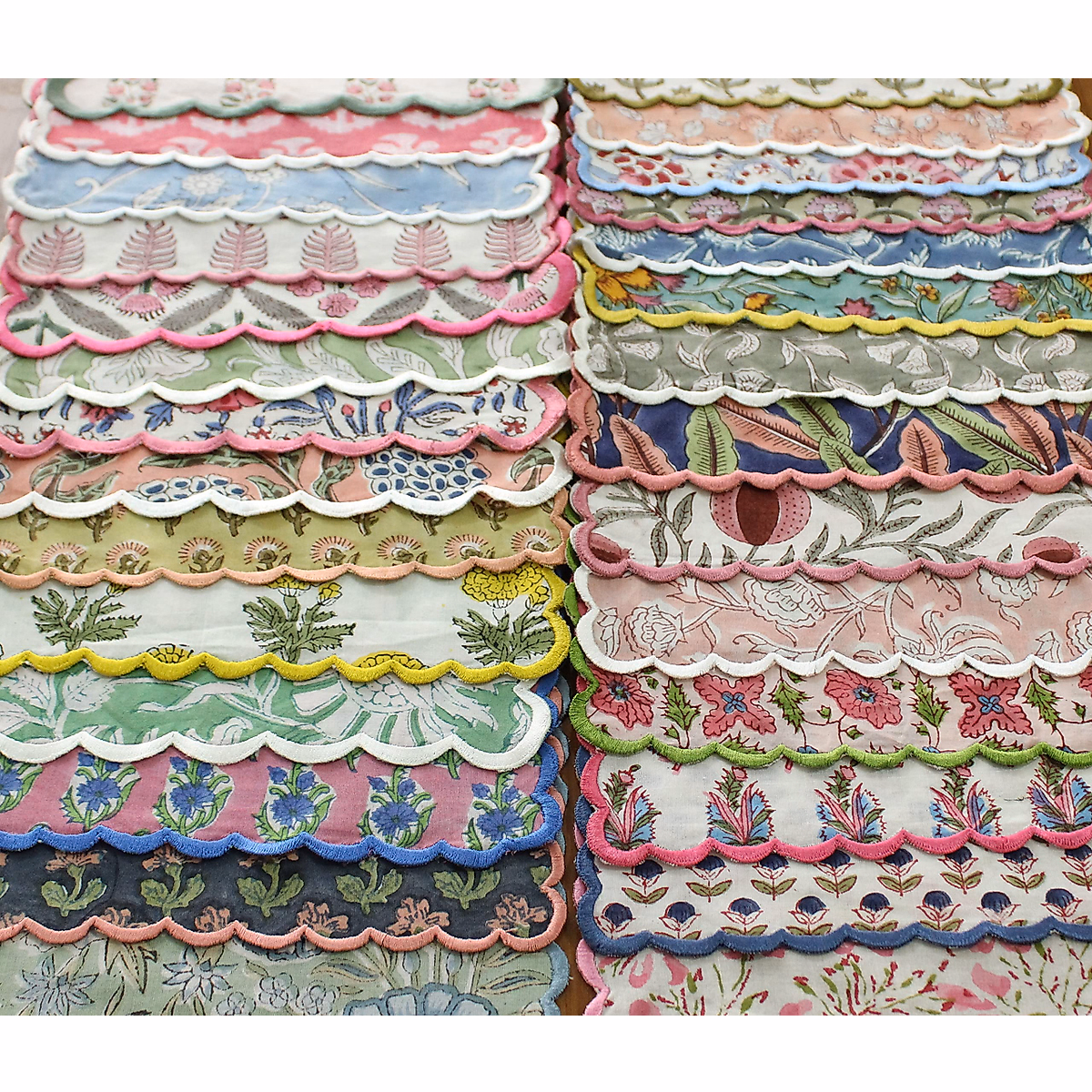 Ridhi Cloth Napkins 100% Pure Cotton Farmhouse Wedding Dinner Napkins for Halloween, Thanksgiving, Holiday Daily Wedding uses Napkins (6-20"x20" Dinner Napkin, Mix Random)