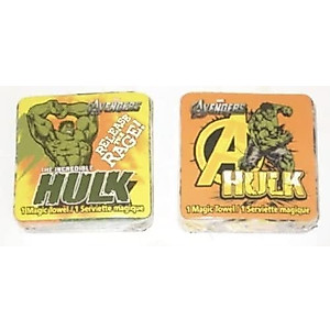 2 Different Incredible Hulk Magic Pop Up Towel Wash Cloths - Varied Designs