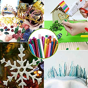 Mini Glitter Hot Glue Sticks 14 Colored for DIY Art Craft,4 inches 80 pcs