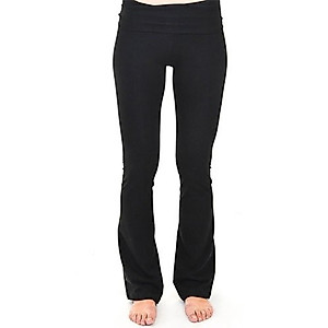 T-Party Fold-Over Waist Yoga Pants,Large,Charcoal