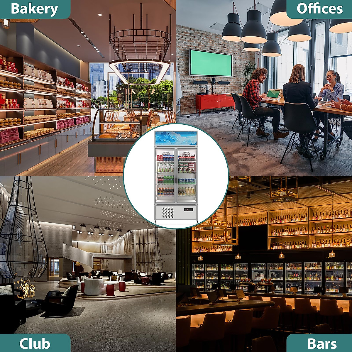 18 Cu. Ft. Commercial Refrigerators Glass Door, Commercial Beverage Fridge, Commercial Merchandiser Refrigerator for Beer, Bar, Drink, Display Upright Beverage Refrigerator Cooler, Silver ﻿