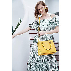 BOSTANTEN Women Leather Handbag Designer Top Handle Satchel Shoulder Bag Crossbody Purse Yellow