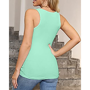 VICHYIE Summer Tank Top Women Sleeveles Ribbed Tanks Mint Green M