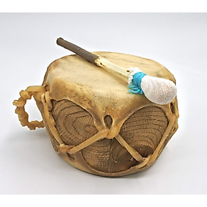 Native American Drum Cochiti Pueblo Handmade Stretched Rawhide 6" D x 3 1/4" T