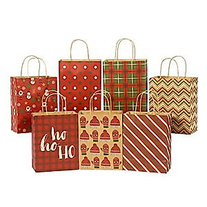 Sattiyrch Christmas Gift Bags 28 Count,Medium Size Kraft Paper Gift Bags with Handles,Brown Shopping Bags, Party Bags
