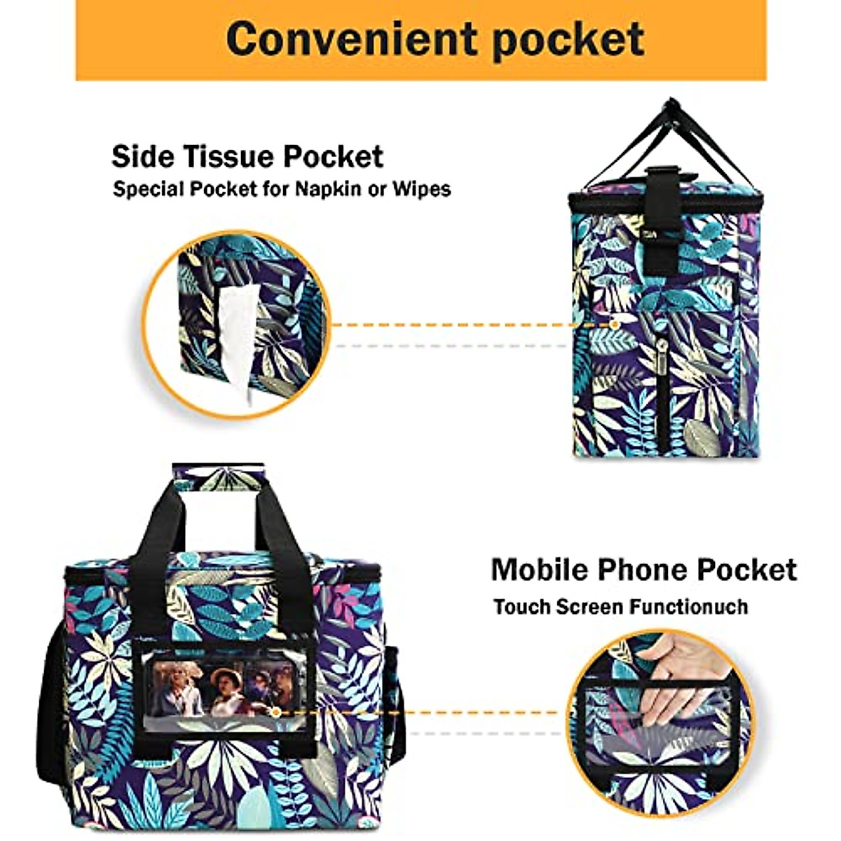 Extra Large Collapsible Soft Cooler Bag,50 Cans Insulated Lunch Bag,Beach Cooler, Ice Chest, Portable Travel Cooler for Work Camping Sports Picnic