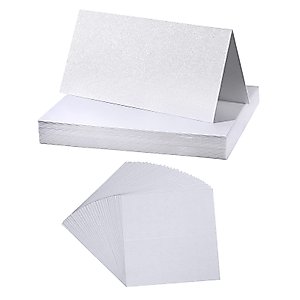 SAVITA 100pcs Blank Place Cards, 3.9x3.9 inch White Wedding Place Cards Name Cards for Table Setting Number Cards Foldable Tent Cards for Anniversaries Parties Invitations