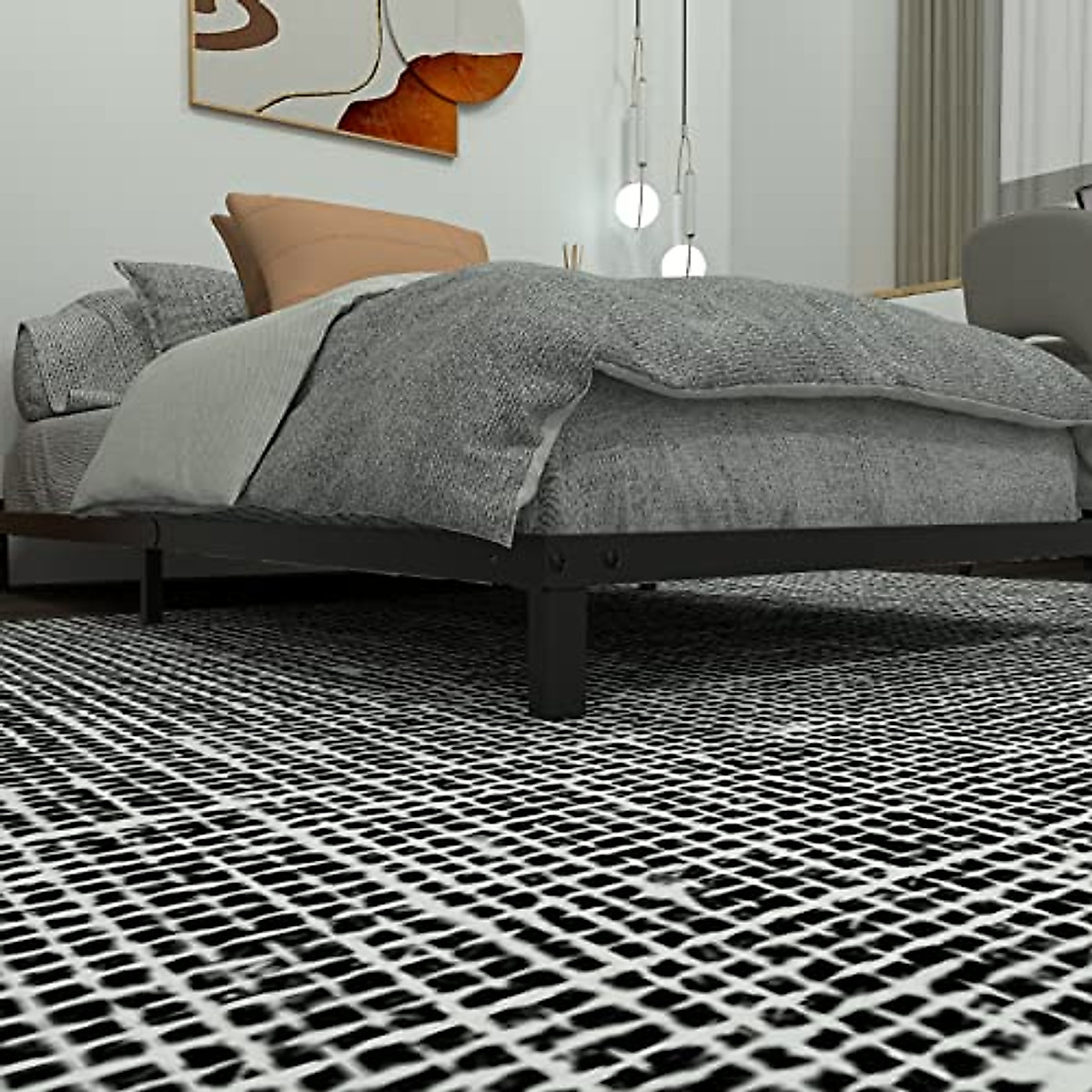 LUKIROYAL Sturdy Low Twin Bed Frame - Metal 7-Inch Platform Base with Steel Slats - Easy Assembly, Noise-Free, No Box Spring Needed - Non-Slip - Black