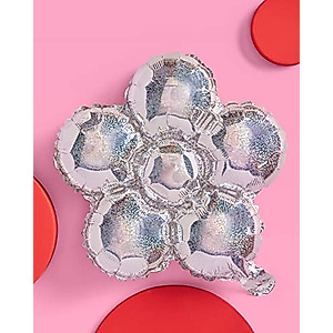 xo, Fetti Iridescent Flower Foil Balloon Pack - 4 pack | Birthday Party Supplies, Garden Bridal Shower, Baby Shower Decorations, Engagement, Bday Balloon Arch