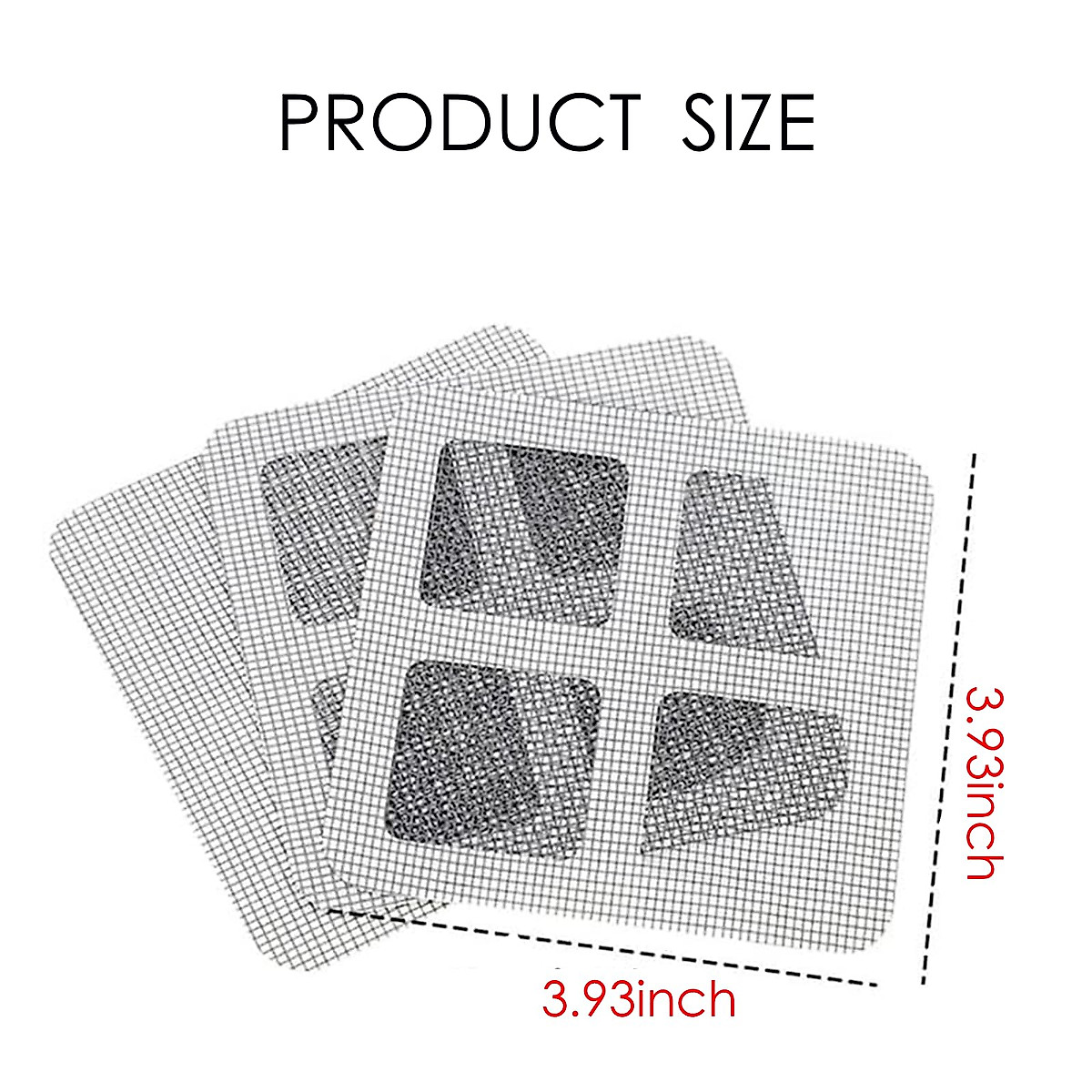 JUNYINUO 4"" X 4"" Disposable Square Shower Drain Hair Catcher, Drain Hair Catcher,Flat Shower Drain Cover Mesh Stickers, Bathroom, Laundry, Bathtub, Kitchen, Sink for Human and Pet Hair 200PCS, Gray