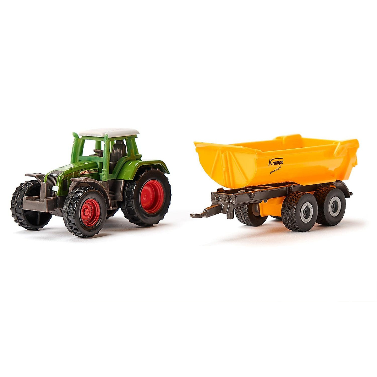 Siku 1605, Fendt Tractor with Krampe Dump Truck, Toy Tractor, Metal/Plastic, Green/Yellow, Removable cab, Tipping Trough, Trailer with Smooth-Running rubberisedg Wheels, Trailer Coupling