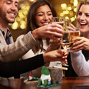 MOOTKA Gnome Gun Ashtray with Lid, Handmade Cool Resin Ashtrays for Cigarettes as Home Decor, Windproof Ashtrays for Indoor or Outdoor Use, Smoking Ash Tray Sets in Office Bar Hotel (Green-Gnome)