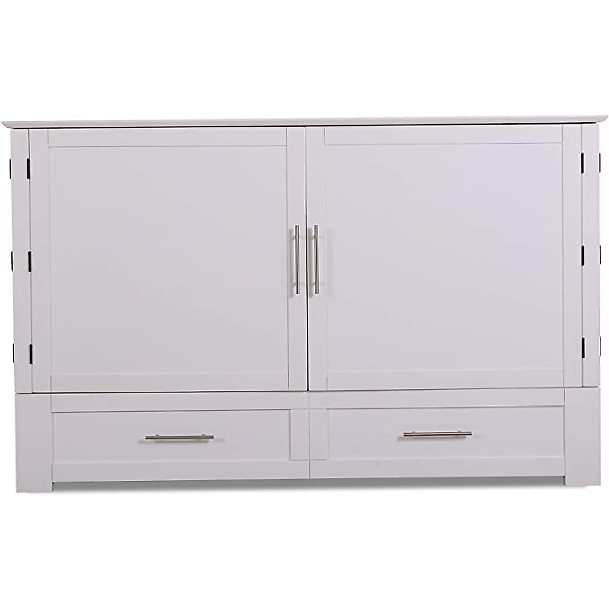 Mega Solutions Emurphybed Daily Delight Murphy Cabinet Chest Bed with Charging Station 8 Inch, Queen (White)