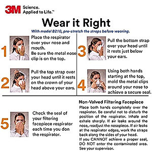 3M Personal Protective Equipment Particulate Respirator 8210, N95, Smoke, Dust, Grinding, Sanding, Sawing, Sweeping, 20/Pack