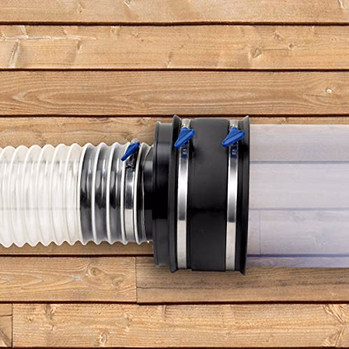 POWERTEC 70281 6 Inch Dust Control Flex Cuff with Adjustable Key Hose Clamps, Hose Connector Rubber Cuff Coupler for Woodworking Dust Collection Fittings, Dust Collector Accessories & Machinery, 1pk