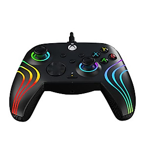 PDP Afterglow Wave Wired LED Controller for Xbox Series X|S/Xbox One/PC, RGB Lights, Customizable/App Supported - Black