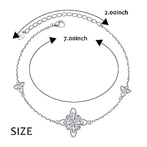 FLYOW 925 Sterling Silver Good Luck Irish Jewelry Celtic Triquetra Trinity Knot Bracelet for Women Birthday Graduation Gifts