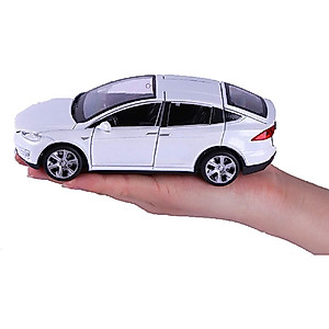 gidoyi Toy Car Model X, Pull Back Car Toys Alloy Vehicles with Lights and Sound 1:32 Scale Model Car (White)