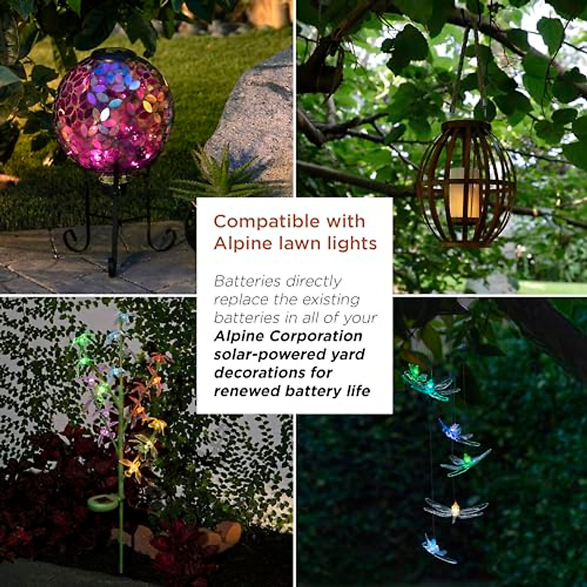 Alpine Corporation AA Ni-CD Replacement Rechargeable Batteries for Solar Powered Garden Lights, Set of 4