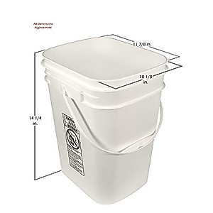 5.3 Gallon Black Rectangular Bucket/Pail with Hinged Snap Lid, 8 Pack