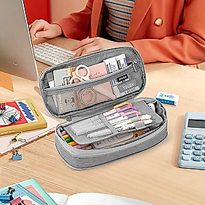 Large Pencil Case Pencil Pouch Can Expand Pencil Bag Big Capacity Pencil Bag Large Storage Pouch Pencil Case Aesthetic Pencil Cases for Adults Cute Pencil Pouch (grey) (kl2)