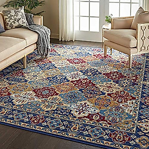 Nourison Grafix Traditional Multicolor 7'10" x 9'10" Area Rug, Easy Cleaning, Non Shedding, Bed Room, Living Room, Dining Room, Kitchen (8x10)