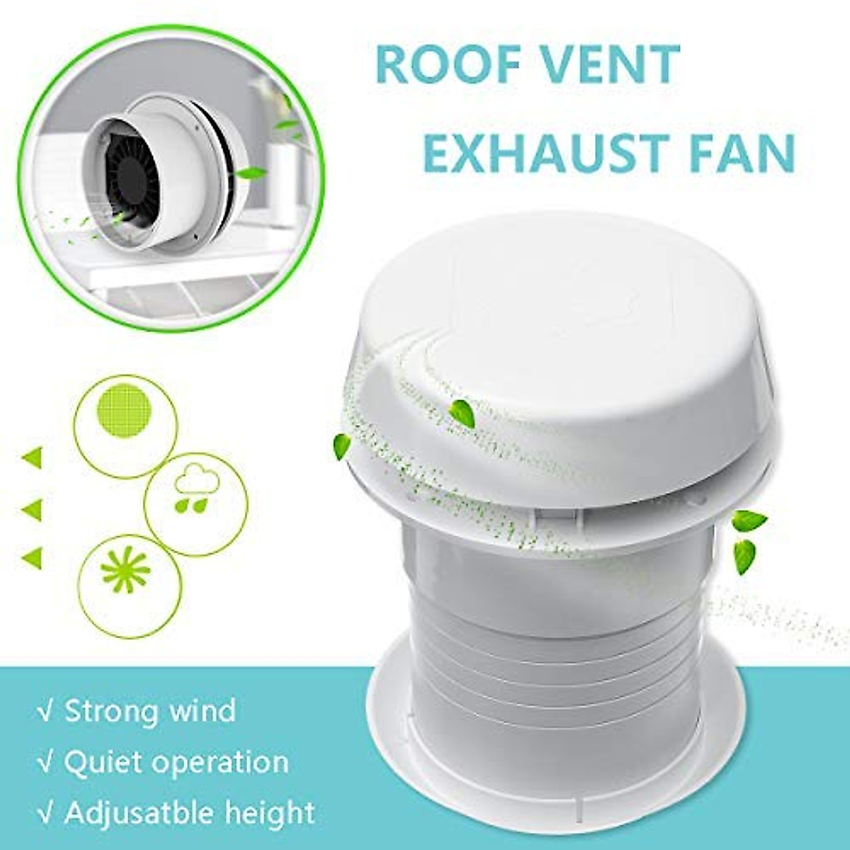 MASO Exhaust Cooling Fan Car 12V RV Motorhome Roof Vent Ventilation Cooling Exhaust Fan Noiseless Energy-saving for Homes Trailer Travel Caravan （Fan Shell + Strong Fan）