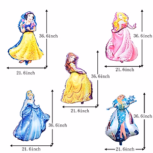BXM Princess Birthday Party Supplier 5PCS Disney Princess Balloons for Kids Birthday Baby Shower Princess Theme Decorations