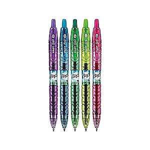 PILOT 36621 Gel Pen, Retractable, Refillable, Fine Point, 5/Pk, Ast
