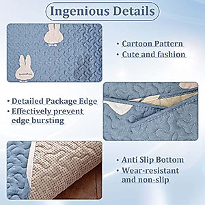 kathson Rabbit Cage Liners Washable Super Absorbent Sleep Pad Bed for Guinea Pig Small Animals Reusable Fleece Bedding Anti-Slip Mats for Bunny Hedgehog Kitten Chinchilla (27.5 x 70inch)