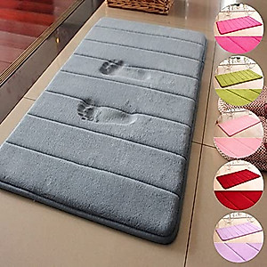C-LARSS Memory Foam Floor Mat, Comfortable Quick Drying Bathroom Rugs, Non-Slip Ultra Absorbent Mat for Shower Rose Red