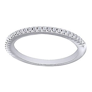 AFFY Round Cut White Natural Diamond Engagement Wedding Ring in 14K Solid White Gold (0.12 Ct),Ring Size-10