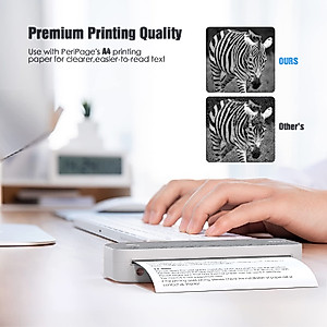 Bisofice PeriPage Portable Printer, A4 Wireless Bluetooth Travel Printer, Portable Thermal Printer Compatible with Android and iOS, Support 2''/3''/4'' Paper Width, Mobile Printer