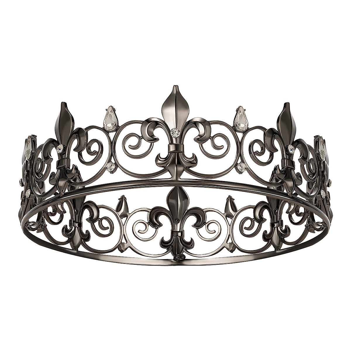 SWEETV Gothic Full King Crown - Metal Crowns and Tiaras for Men/Women (Unisex), Goth Prince Prom Party Hats, Halloween Cosplay Costume Accessories, Black