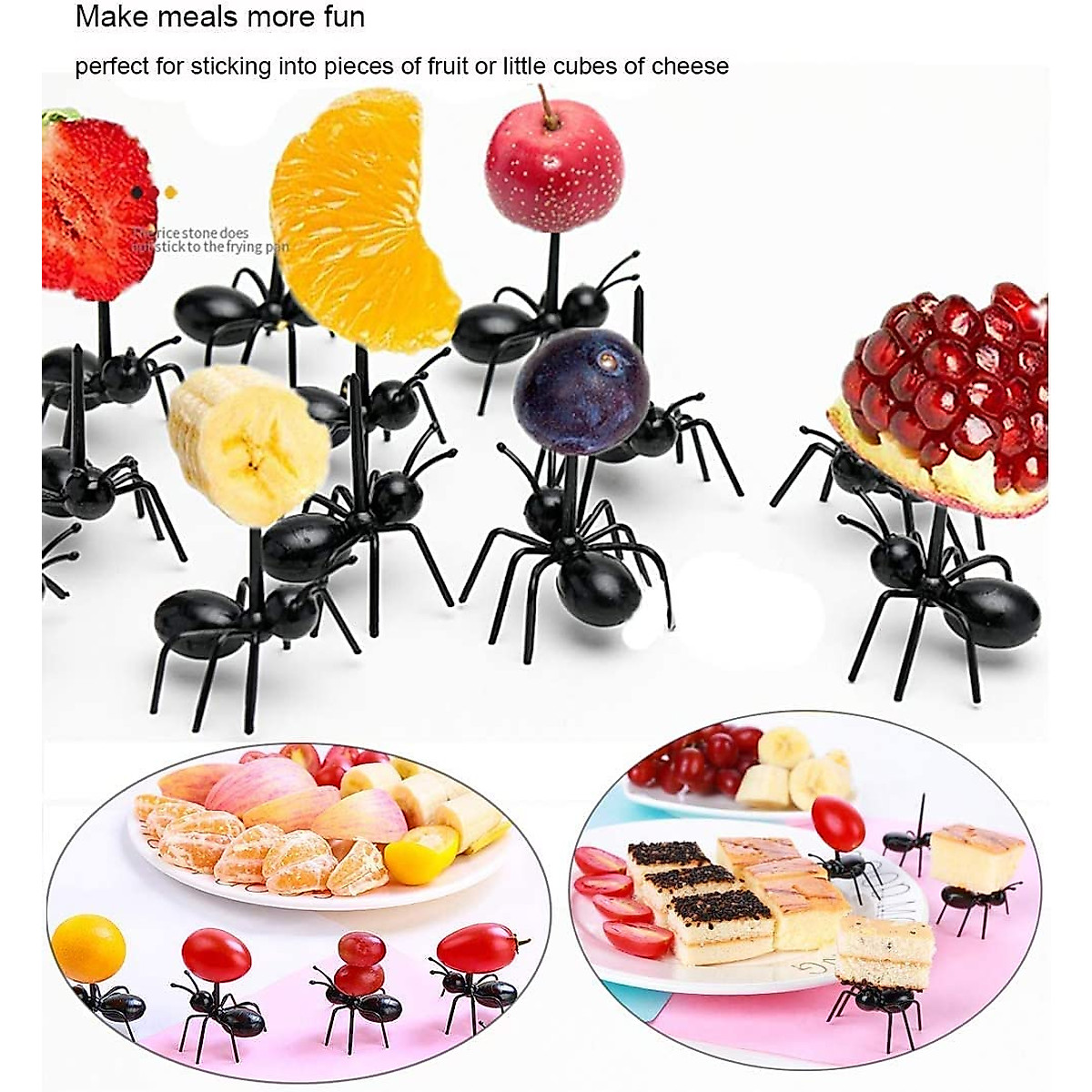 2 Dozen Reusable Ant Food Pick, Fruit Toothpicks Dessert Fork Cocktail Picks (24Pcs)-Animal Appetizer Forks for Snack Cake Dessert, For Kids& Party Accessories