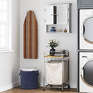 UTEX Bathroom Cabinet Wall Mounted, Wood Hanging Cabinet, Wall Cabinets with Doors and Shelves Over The Toilet for Bathroom,White