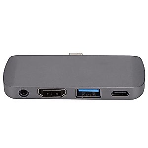 Kafuty-1 USB C Hub,4-in-1 USB C to HDMI Adapter,USB C Hub Adapter with 3.5mm Headphone Audio Jack,4K HD TV Hub Adapter,USB C Power Delivery,Card Reader,USB 3.0,3.5mm Audio