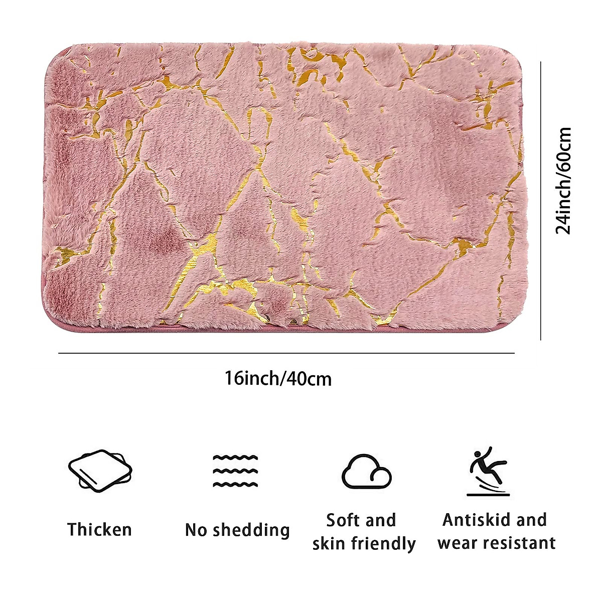 Eanpet Marble Bathroom Rugs Nonslip Pink Bathroom Mats Ultra Soft Washable Bath Mats for Bathroom Floor Mats Carpet Water Absorbent Shower Rug Decoration for Kitchen Bedroom Living Room