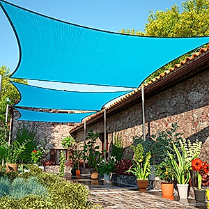 ShadeMart 14' x 18' Turquoise Sun Shade Sail Rectangle Canopy Fabric Cloth Screen smTAPR1418, Water and Air Permeable & UV Resistant, Heavy Duty, Carport Patio Outdoor - (We Customize Size)