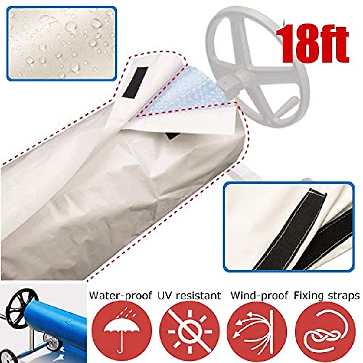 CHENGL Swimming Pool Cover,Waterproof Open air Swimming Pool Roll Cover Protector Ground Swimming Pools Cover for Outdoor Heavy Duty Garden