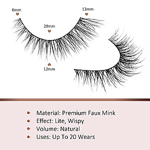 Onlyall Natural Lashes Wispy Lashes Natural Look False Eyelashes Natural Flared Eyelashes False Eye Lashes Soft Fluffy Lashes 7 Pairs D1