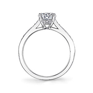 Cushion Engagement Rings for Women White Gold Vintage 1CT Center Moissanite Engagement Ring Platinum Plated Silver 10K 14K 18K Gold Wedding Anniversary Promise Rings with Text Engraving (18K Gold)