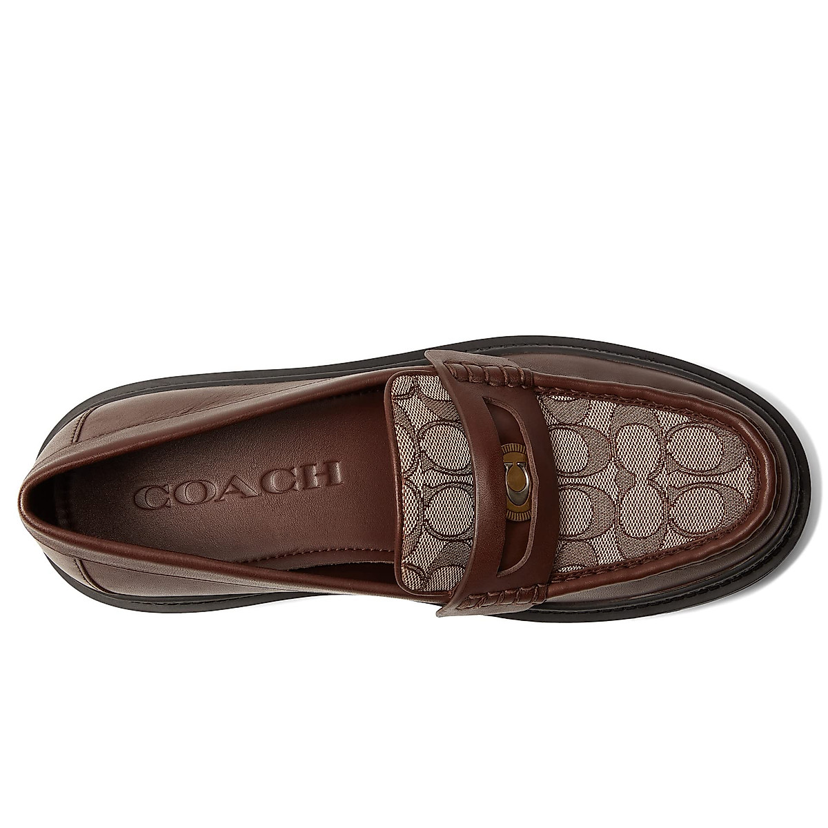 COACH Men's Casual Cooper Loafer With Signature Jacquard And Signature Coin, Color Maple, Size 9