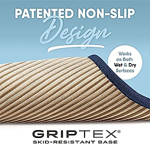 MICRODRY Quick Drying Memory Foam Framed Bath Mat with GripTex Skid-Resistant Base, Runner - 24x58, Blue