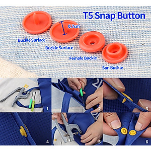 ilauke 400 Sets Snap Buttons with Snap Pliers T5 Plastic Snaps No-Sew Buttons Fastener Setter for Clothing Diapers Bibs Rain Coat Crafting