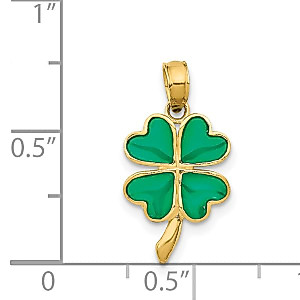 IceCarats 14K Yellow Gold 4 Leaf Lucky Clover Shamrock Flower Necklace Heart Claddagh Celtic Charm Pendant Irish Jewelry 20mm x 10mm Only