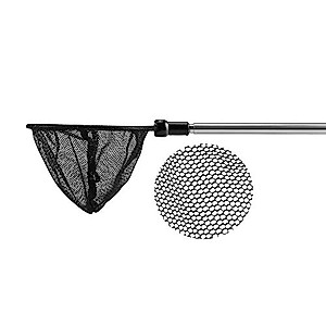 Lpraer Aquarium Fish Net 3.5" Round Fish Net with Extendable 9.8"-24.4" Telescopic Stainless Steel Long Handle Fine Mesh Fish Net for Fish Tank